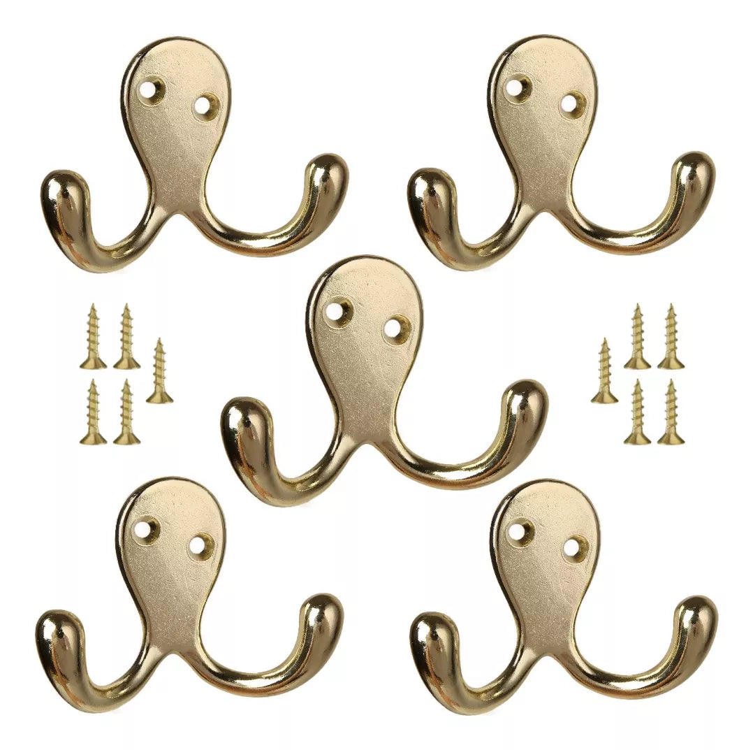 Perchero Doble Gancho Colgador Latón Brillante Con Tornillos – Ferre ...
