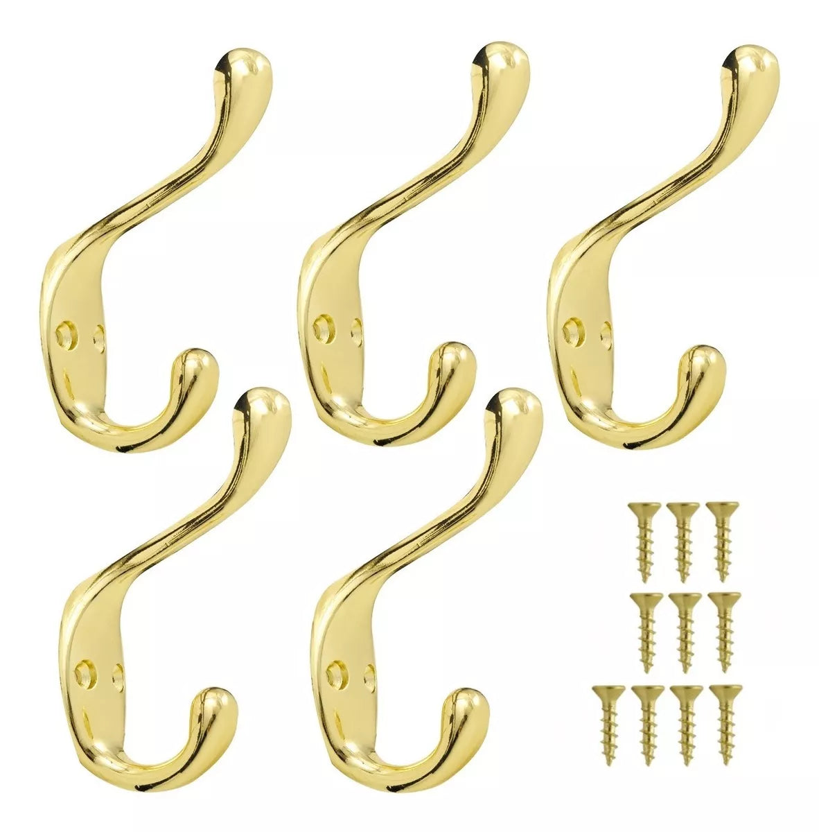 Gancho Perchero Italiano Colgador Doble Latón Brillante Con Tornillos ...