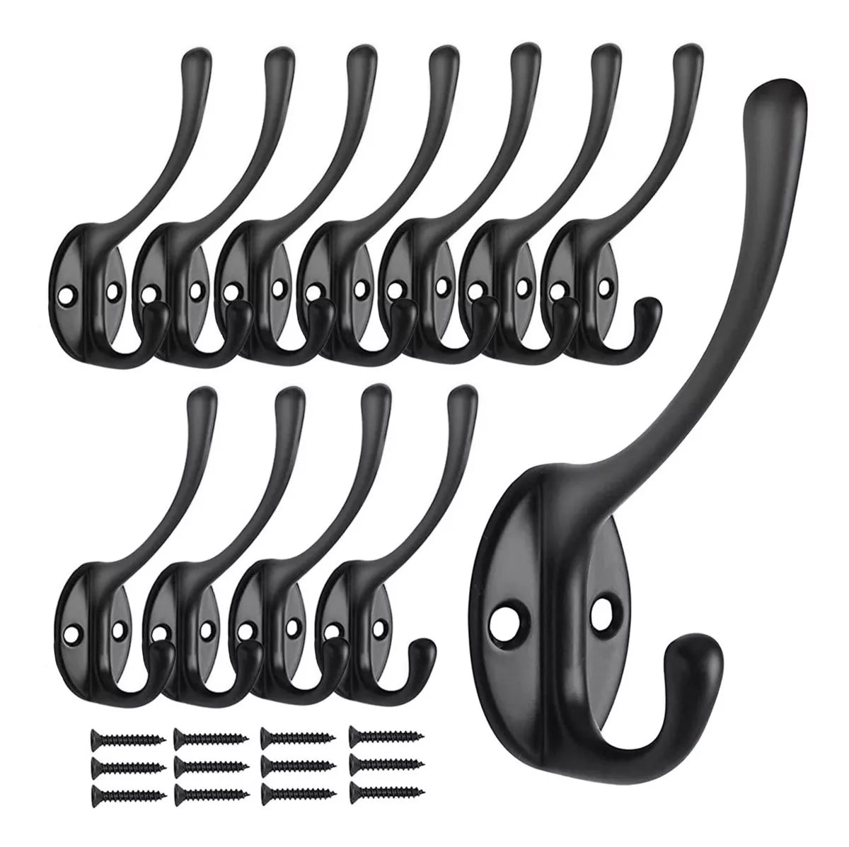 Gancho Perchero Reforzado Colgador De Pared Negro Mate Con Tornillos ...