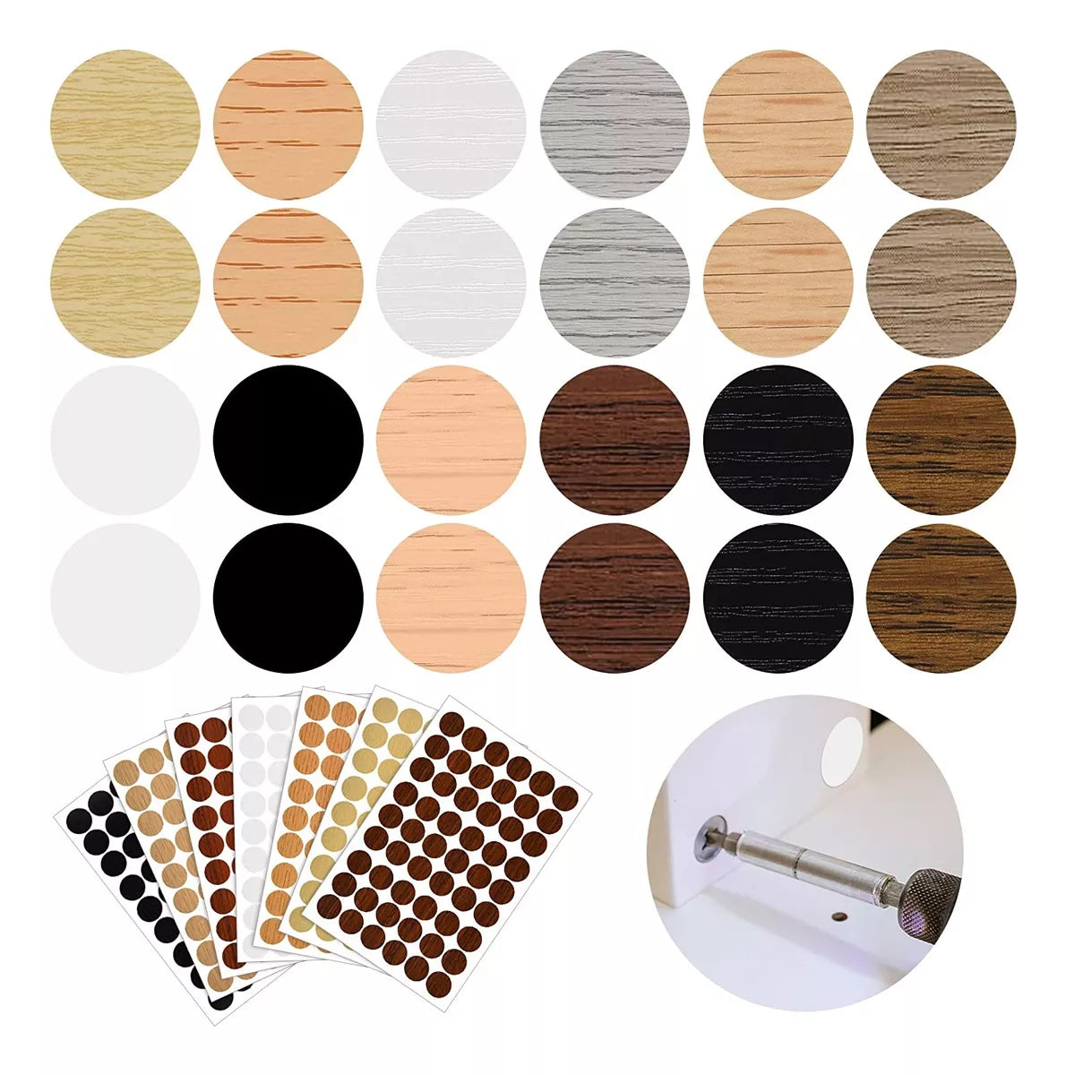 Planilla Tapas Autoadheribles Melamina Cubre Tornillo – Ferre Herrajes